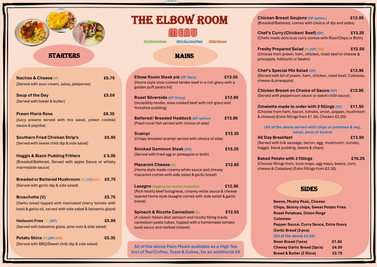 Menus - The Elbow Rooms